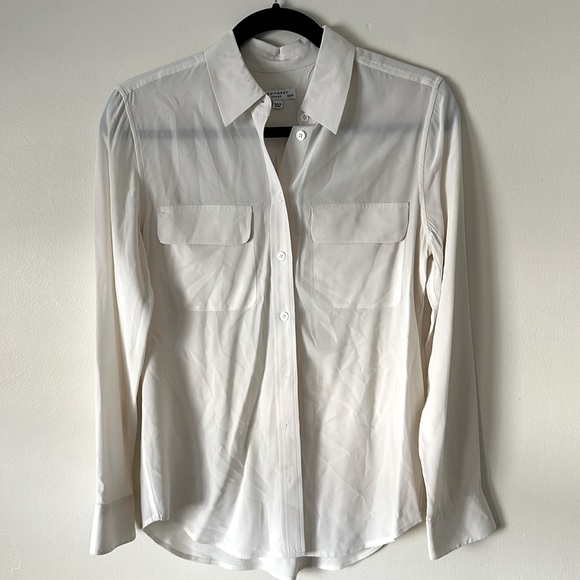Equipment | Tops | Silk White Button Down Blouse | Poshmark